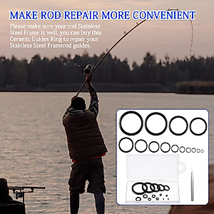 Fishing Rod Guides Repair Kit 15 Sizes Stainless Steel Ceramic Fishing Rod Guides Fishing Rod Eyelet Repair Kit with Stainless Steel Tweezer for Fishing(30 Pieces)