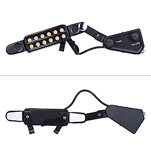 TraderPlus 12 SoundHole Guitar Pickup Acoustic Electric Transducer for Acoustic Guitar Magnetic Preamplifier with Tone and Volume Control, Cable Length 10 ft