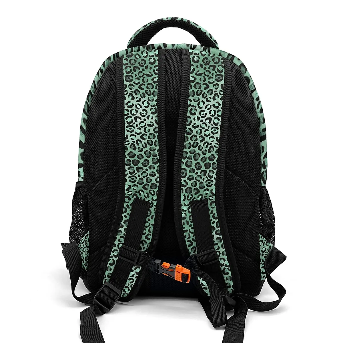 Anneunique Custom Cheerleader Backpack Custom Multifunctional Waterproof Laptop Bag for Travel Gift Leopard Print Green Cheer