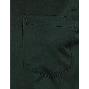 ZEROYAA Men's Banded Collar Slim Fit Long Sleeve Casual Button Down Dress Shirts with Pocket ZLCL09 Deep Forest Green Large