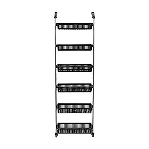Organize It All Over The Door Storage Unit with Hooks | Dimensions : 7.50 x 19.50 x 59.00 | 6 Basket | Hanging Storage | Great for Kitchen | Bathroom | Bedroom | Space Saver | Black