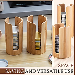 Suclain 2 Pcs Mason Jar Lid Organizer(One for Wide Mouth and One for Regular Mouth), Vertical Mason Jar Lid Storage Mason Jar Accessories Tumbler Lid Holder Bamboo Cup Lid Organizer
