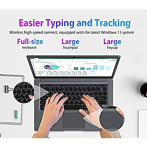 WAKST 14.1'' Windows 11 Laptop , Intel Celeron N3350 , 1920x1080 FHD IPS Display, Ultra Slim Notebook PC, with 4GB RAM BT4.2, Work Study Computer