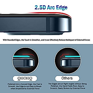 QHOHQ 3 Pack Screen Protector for iPhone 12 Pro Max 6.7" with 2 Pack Tempered Glass Camera Lens Protector, Ultra HD, 9H Hardness, Scratch Resistant, Easy Install - Case Friendly