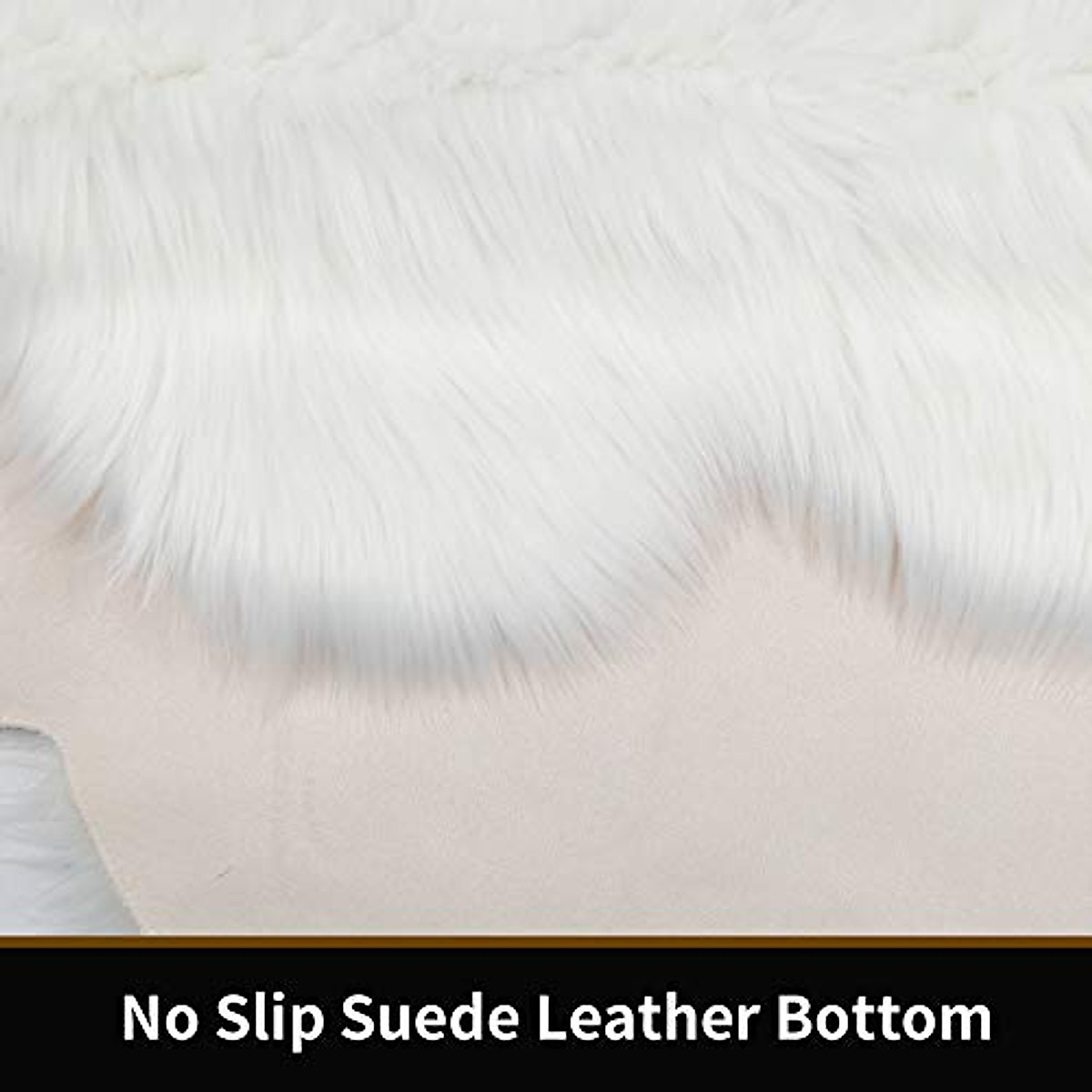 HEBE Faux Fur Rug 4'x6' Large White Sheepskin Shag Area Rugs Thick Plush Throw Rug Carpet for Living Room Bedroom Baby Nursery Childrens Room Rug