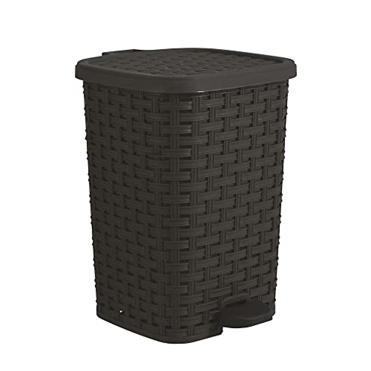 Superio Wicker Step On Trash Can with Foot Pedal – Outdoor and Indoor Brown 12 qt Trash Can, Waste Basket for Bathroom, Kitchen, Office, Patio, or Backyard
