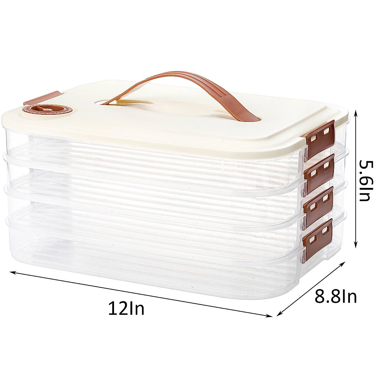 WUWEOT 4-layer Food Storage Container, Refrigerator Organizer Bin, Plastic Sugar Cookies Storage Box Case, Portable Dumpling Keeper with Lid for Snack, Fruit, Vegetables, Meat, Sandwiches, Wontons