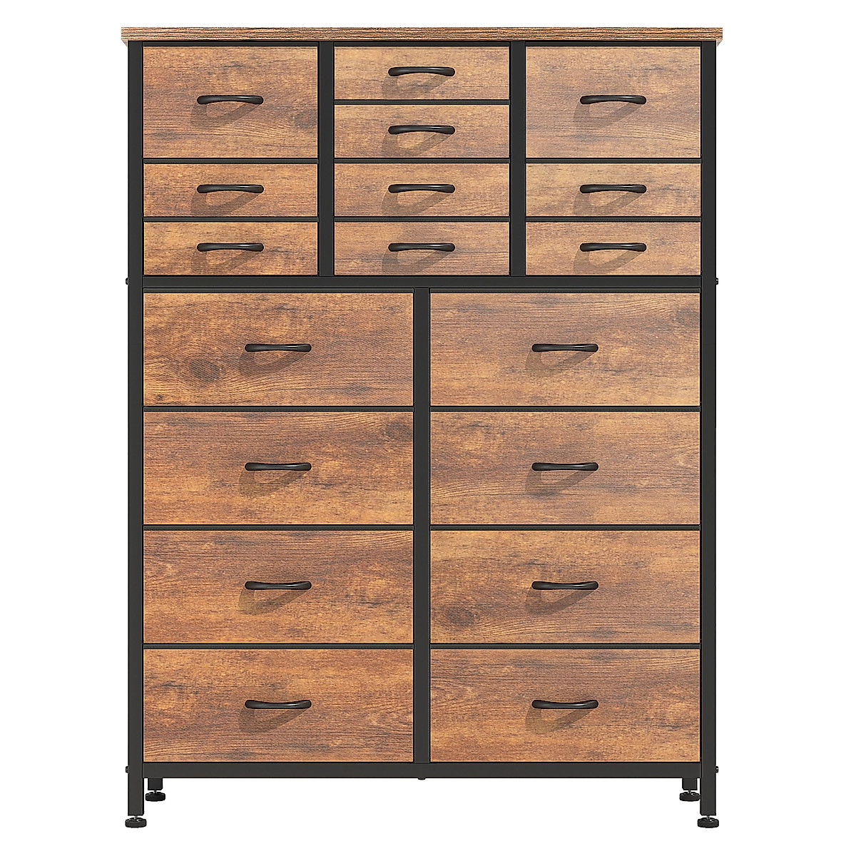 Lulive 18 Drawer Dresser, Tall Dressers for Bedroom, Large Capacity Fabric Dresser & Chest of Drawers for Hallway, Entryway, Closet, Living Room (Rustic Brown)