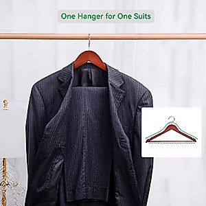 Nature Smile Wooden Suit Hangers 20 Pack Premium Solid Wood Coat Clothes Hangers with Non Slip Bar - Smooth Finish with 360° Swivel Hook and Smooth Notches for Camisole Jacket Pant Dress Cherry Color
