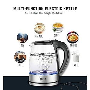 AZEUS Electric Kettle 1500W Cool Touch Tea Kettle Anti-scalding Design 1.8L Large Capacity Kettle BPA-Free, White