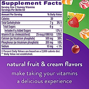 vitafusion Chewable Calcium Gummy Vitamins for Bone and Teeth Support, Fruit and Cream Flavored, America’s Number 1 Gummy Vitamin Brand, 50 Day Supply, 100 Count