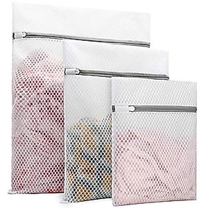 3Pcs Durable Honeycomb Mesh Laundry Bags for Delicates (1 Large 16 x 20 Inches, 1 Medium 12 x 16 Inches, 1 Small 9 x 12 Inches)