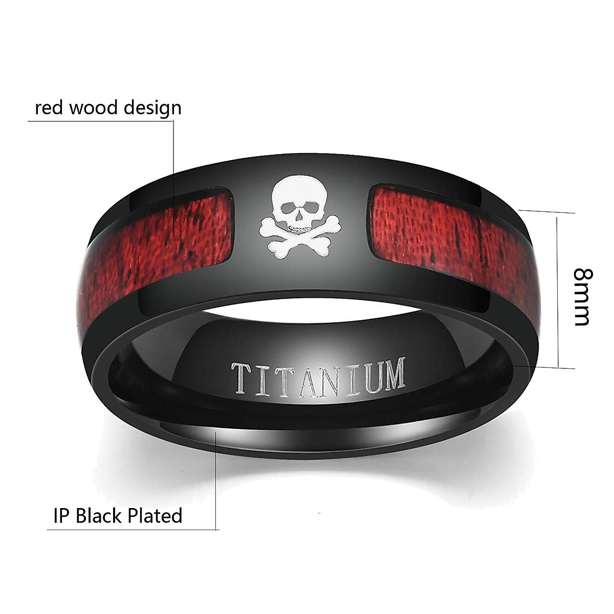 Ringcrown Couple Rings Matching Ring Black Skull Ring Red CZ Womens Wedding Ring Punk Ring