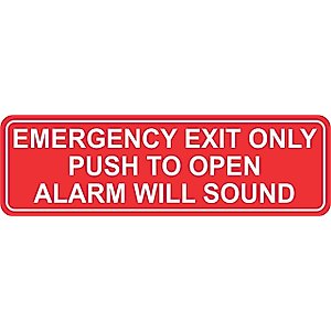 StickerTalk Push to Open Emergency Exit Only Magnet, 10 inches by 3 inches