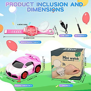 LOGOPLAY 2024 New Mini Remote Control Car Watch Toys, 2.4 GHz Cartoon RC Watch Racing Car, USB Charging Remote Control Car, Watch Car Hand Controlled Watch RC Car for Boys Girls Birthday Gift (Pink)