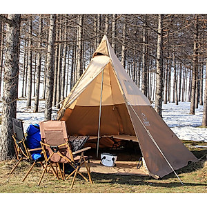 S'more Tetto 3 Person Canvas Tent, Large Waterproof & Windproof Glamping Tent, Hot Tent with Stove Jack, 4 Season Tipi, Teepee, Pyramid, Indian Tent, Ideal for Family Camping, Hiking, Backpacking