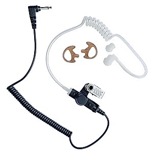 Tactical Law Enforcement Radio Earpiece, 3.5mm Listen/Receive Only Clear Acoustic Tube Earmolds, Direct to Speaker Mic, Guaranteed to fit Motorola XTS APX Kenwood TK NX Icom & More