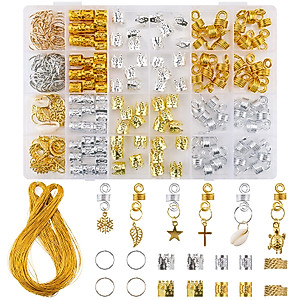 LABOTA 201 Dreadlock Jewelry, Beads for Hair Braids, Hair Jewelry for Women Braids, Metal Gold box Braids Rings Cuffs Clips for locs Dreadlock Accessories Hair Decorations