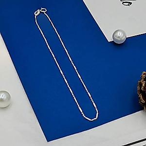 SEA OF ICE Sterling Silver Diamond-Cut Bar Station Rolo Chain Anklet - 1mm Anklet Size 9", 10" and 11" Italy - Nickel-Free Jewelry (Stering Silver, 10")