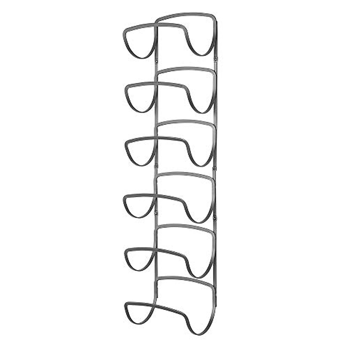 mDesign Modern Decorative Metal Wine Bottle Storage Organizer Rack Holder for Kitchen, Pantry, Dining Room, Bar, Wine Cellar- 6 Level Design - Wall Mount - Graphite Gray