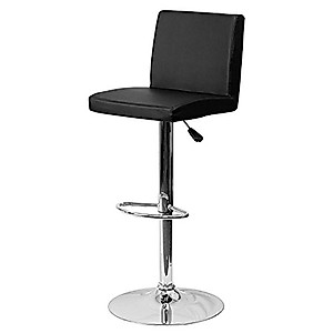 KLS14 Modern Design Bar Stool Mid-Back Design Hydraulic Adjustable Height 360-Degree Swivel Seat Sturdy Steel Frame Chrome Base Dining Chair Bar Pub Stool Home Office Furniture - Set of 2 Black #1986