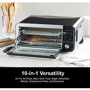 Ninja SP251Q Digital Air Fry Pro Countertop 10-in-1 Smart Oven w/Temperature Probe, Extended Height, XL Capacity, Flip Up Storage, w/Air Fry Basket, Wire Rack & Crumb Tray (Renewed) (Navy)