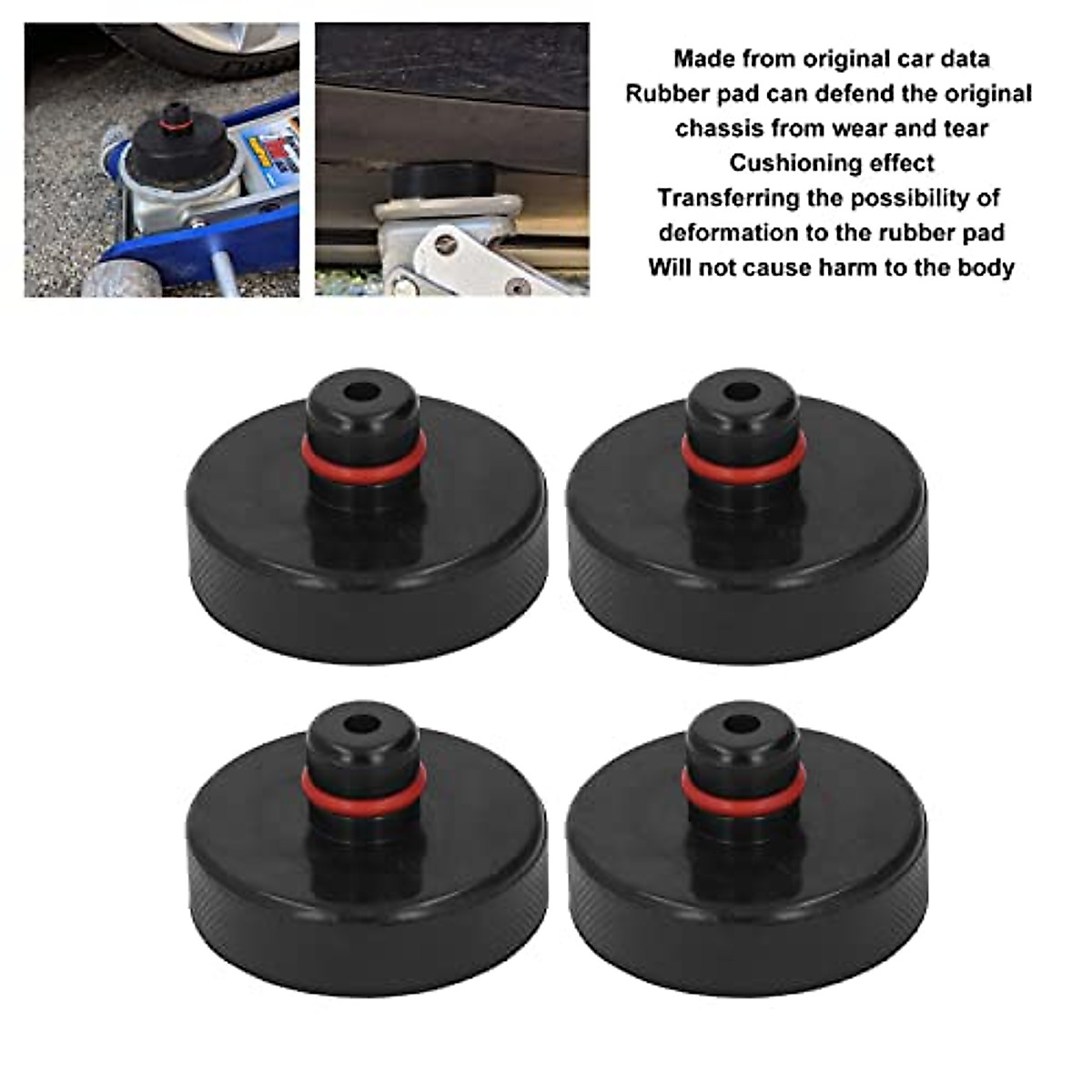Kadimendium Rubber Jack Pad, Easy Storage Stand Frame Rail Protector No Harm to Human High Compatibility Good Protection for Garage