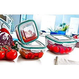 Food Storage Containers Set, Airtight Plastic Container for Pantry & Kitchen Organization, BPA Free, Meal Prep Lunch Container with Durable Leak Proof Lids, Clear Made İn TURKEY, 3 PC (0,6-1-1,7LT)