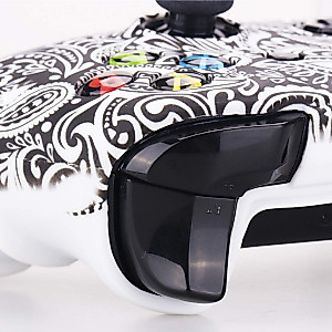 YoRHa Printing Rubber Silicone Cover Skin Case for Xbox One S/X Controller x 1(Flowers&White) with PRO Thumb Grips x 8