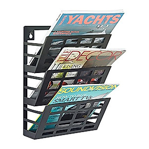 Safco Products 4660BL Grid Magazine Rack, 3 Pocket, Black