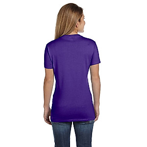 Hanes Women's Nano- V-Neck T-Shirt Purple X-Large
