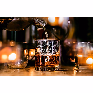 CARVELITA Promoted To Grandpa Est 2025 Whiskey Glass - 11oz Old Fashioned Bourbon Rocks Glass - First Time Grandparents Gifts - Grandparent Announcement - New Grandparent Gifts First Time, Papa To Be