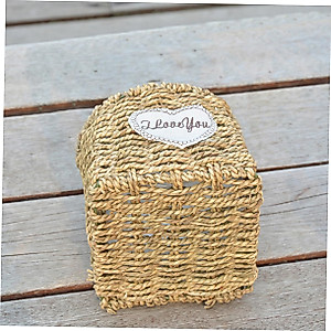 NOLITOY plant pots cover square vases woven flower vase plant pot basket hyacinth planter natural plant pot seagrass flower pot holder hand woven planter storage basket Wooden Straw