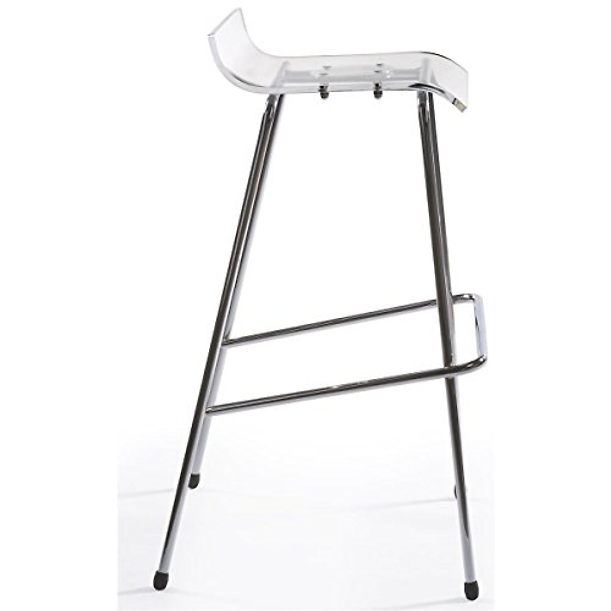 Displays2go Set of 4 - Modern Bar Stools with Clear Acrylic Seat, Backless, Stackable, Polished Chrome Legs