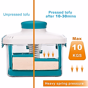 NOYA Adjustable Tofu Press - Vegan Tofu Presser to Speed up Removing Water from Silken, Firm, and Extra Firm Tofu in 10-30mins without Crack - BPA Free