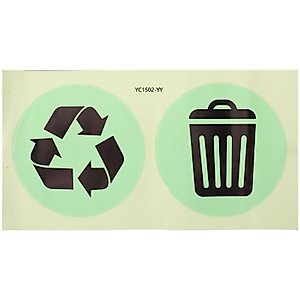 HOODANCOS Luminous Recycle Trash Can Sticker, 1 Sheet Glow in The Dark Recycle Trash Symbols Sticker Recycle Decals Garbage Sorting Trash Bin Stickers for Trash Can Recycle Bin