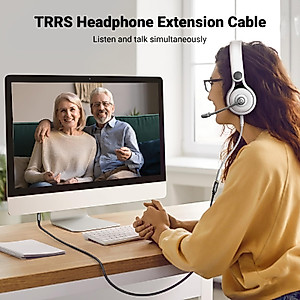 UGREEN Headphone Extension Cable 4 Pole TRRS 3.5mm Extension with Microphone Male to Female Stereo Audio Cable Gold Plated Nylon Braided Compatible with iPhone iPad Smartphones Media Players, 6.6FT