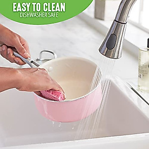 GreenLife Artisan Healthy Ceramic Nonstick, 1QT and 2QT Saucepan Pot Set with Lids, Stainless Steel Handle, Induction, PFAS-Free, Dishwasher Safe, Oven Safe, Pink