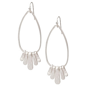 SPUNKYsoul Handmade Silver Teardrop Dangle Earrings with 5 Paddle Bars for Women