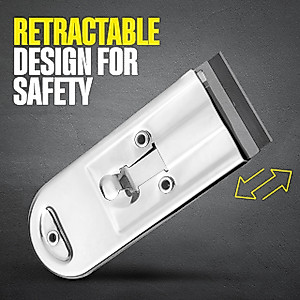 Berkling Heavy Duty Retractable Razor Blade Scraper with Stainless Steel Body, Ideal For Removing Stickers, Decals, Paint, Adhesive Residue, and More. Fits All Standard Size Razor Blades