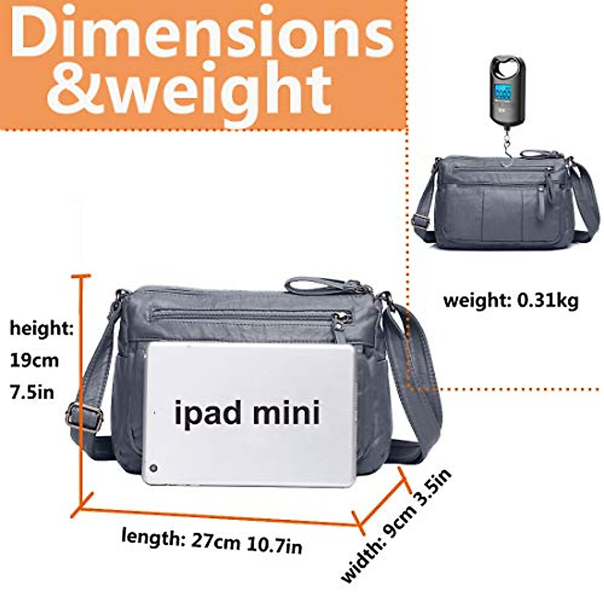 VOLGANIK ROCK Women Crossbody Bag Pocketbooks Soft PU Leather Purses and Handbags Multi Pocket Shoulder Bag Messenger Bag