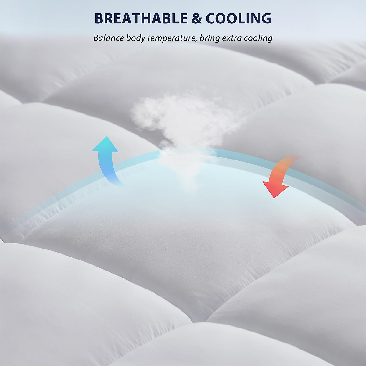 Homemate Mattress Pad Topper Full - Cooling Pillow Top Quilted Fitted Mattress Pad Cover for Hot Sleepers - Mattress Pad Cover Plush Bed Topper Down Alternative Ultra Soft Mattress Protector for Back