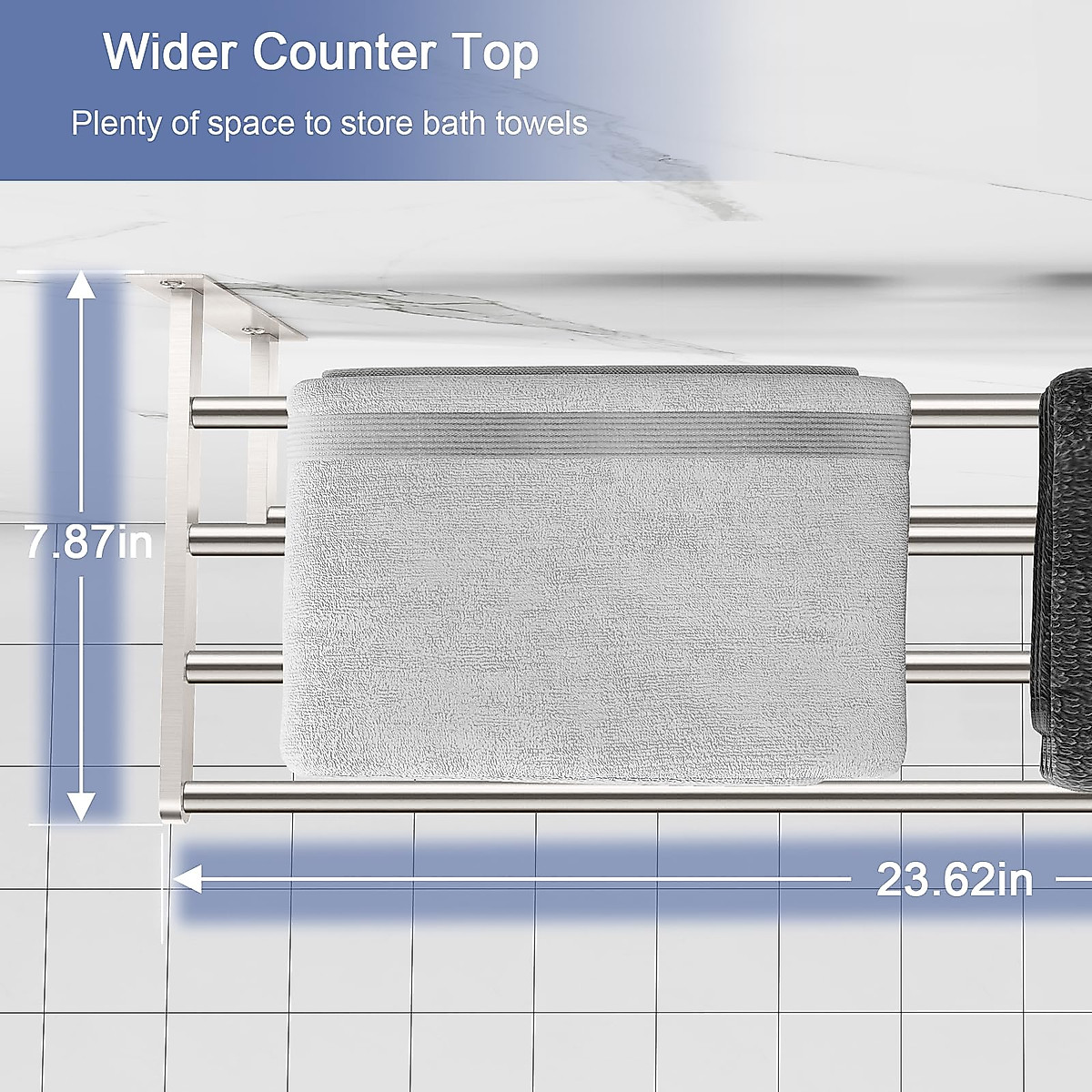 24 Inch Towel Racks for Bathroom, 2-Tire Bathroom Shelf with Towel Bar, Rustproof SUS304 Stainless Steel Wall Mounted Bath Towel Rack, Lavatory Bathroom Towel Storage Towel Holder - Brushed Nickel