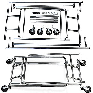 Yaheetech Commercial Clothing Garment Rack, Heavy Duty Double Rail Clothes Rack, Rolling Collapsible Rack Hanger Holder, Extendable Clothes Hanging Rack, Silver