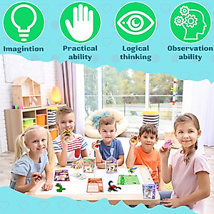 Valentines Day Cards for Kids Classroom, 24 Packs Animals and Insects Building Blocks with Valentines Day Cards for Kids Valentines Gifts Exchange, Valentine Party Favor, Classroom Exchange Prize