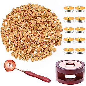Sealing Wax, Paxcoo 312pcs Sealing Wax Kit with Wax Seal Beads, Wax Seal Warmer, Wax Spoon and Tealight Candles for Wax Stamp Letter Sealing