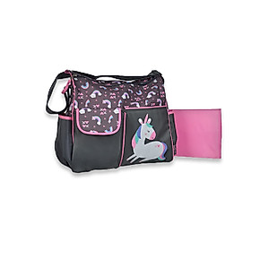 Babyboom Glitter Unicorn Duffle Diaper Bag (Babyboom,Glitter Unicorn,Gray,Pink)