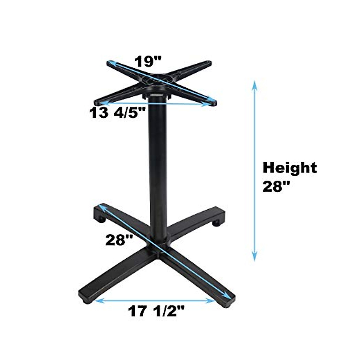 YUANSHI Restaurant X-Table Base (28") with Flip Top Mechanism - Aluminum, Folding Multi-Purpose Table Base, Nesting Storage, Dining Height Table Base (Black)