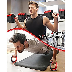 Loupusuo Adjustable Dumbbell Set 55LBS/70LBS Free Weights Set with Connector, 4 in1 Dumbbells Set Used as Barbell, Kettlebells, Push up Stand, Fitness Exercises Home Gym Workouts for Men/Women(55LBS)