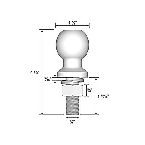 Quick Products QP-HB3001 1-7/8" Chrome Hitch Ball - 3/4" Diameter x 2" Long Shank - 2,000 lbs.